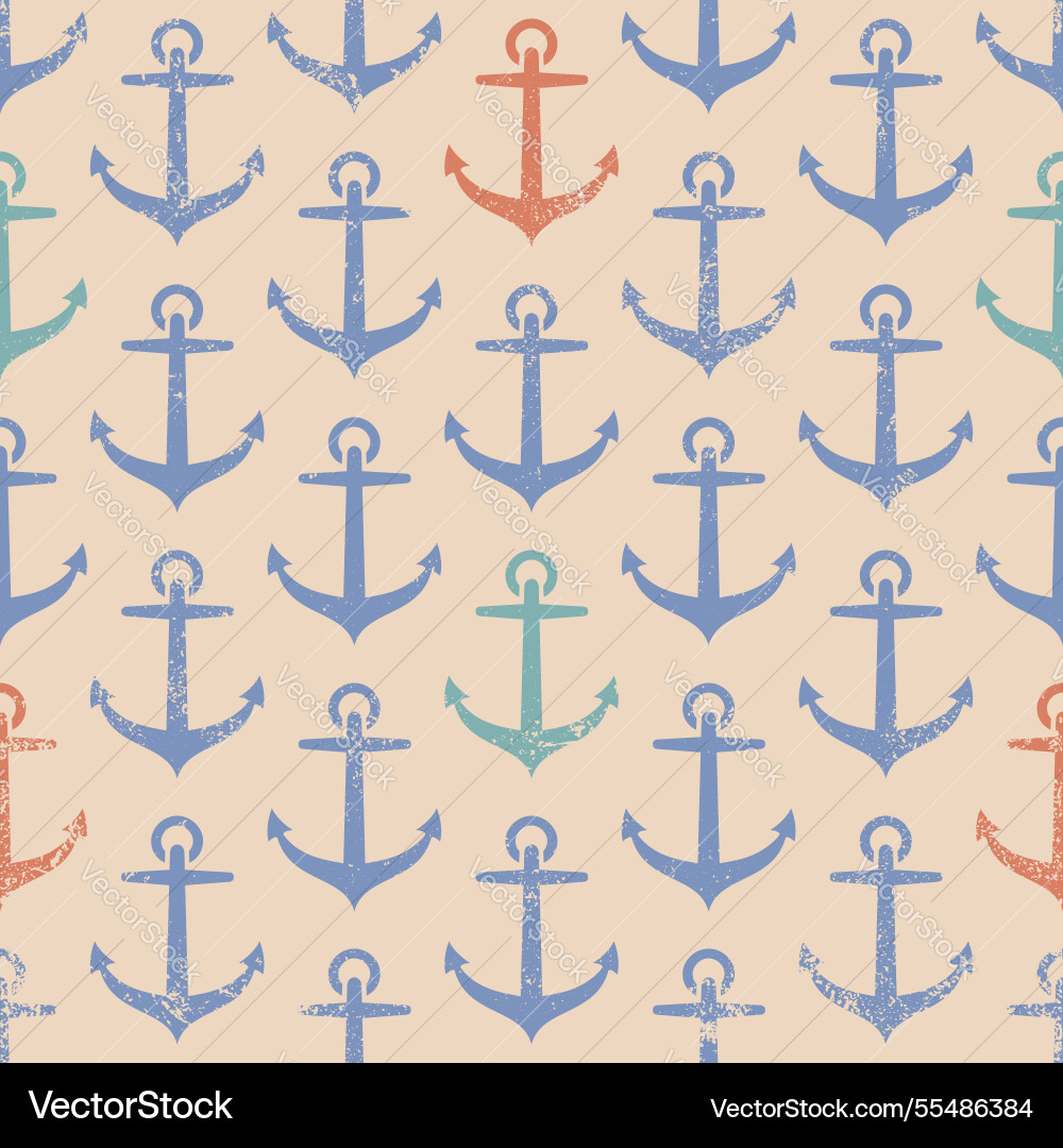 Pattern with anchor in retro style vintage Vector Image