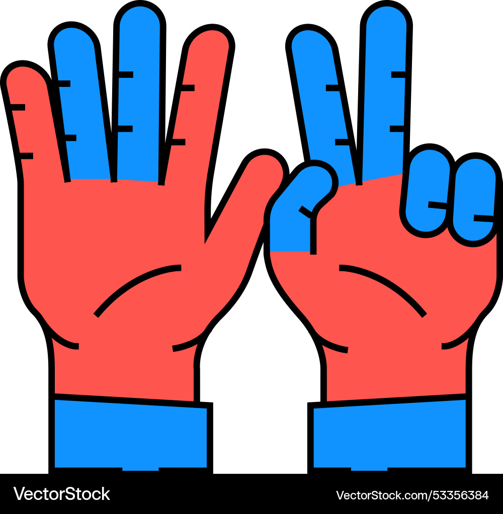 Seven number hand gesture icon color Royalty Free Vector