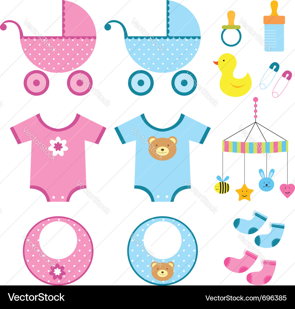 Baby elements set Royalty Free Vector Image - VectorStock