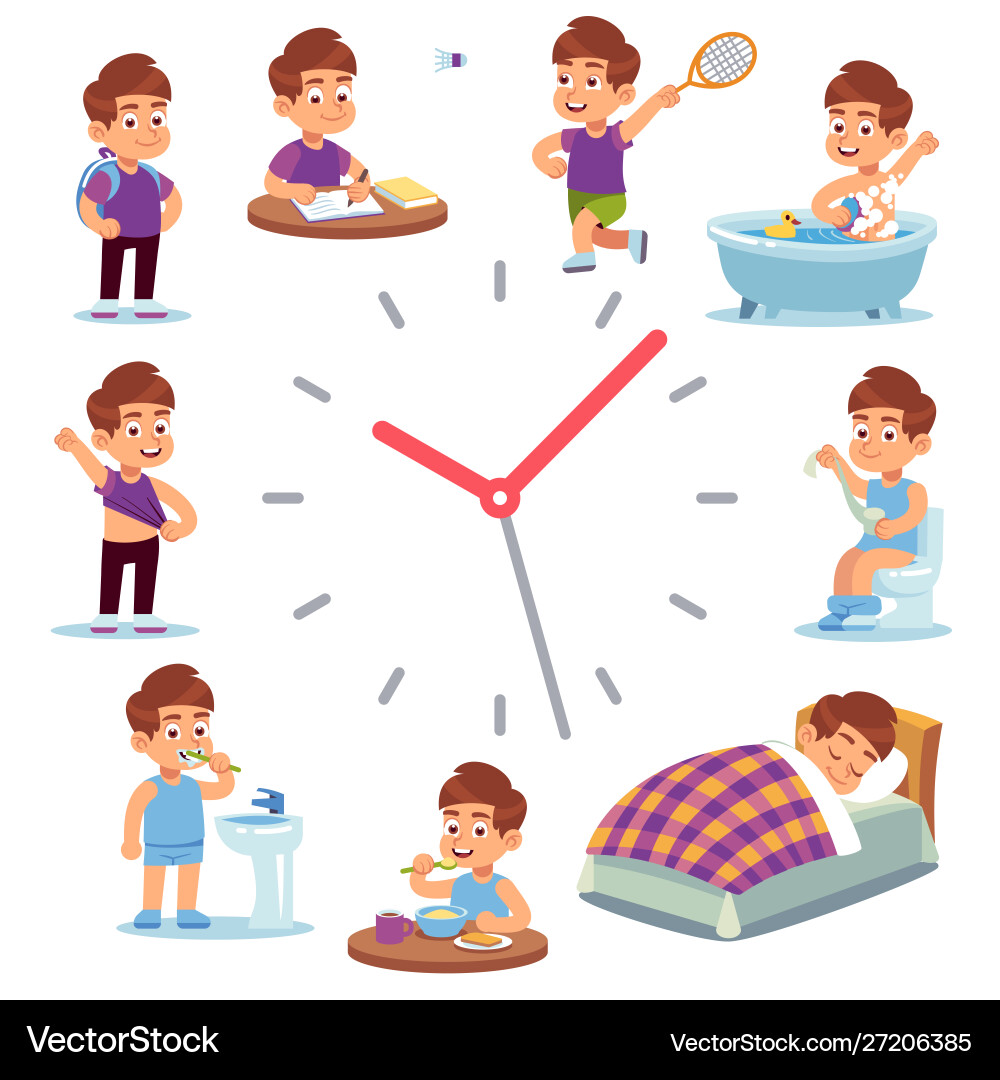 Daily routine clocks Royalty Free Vector Image
