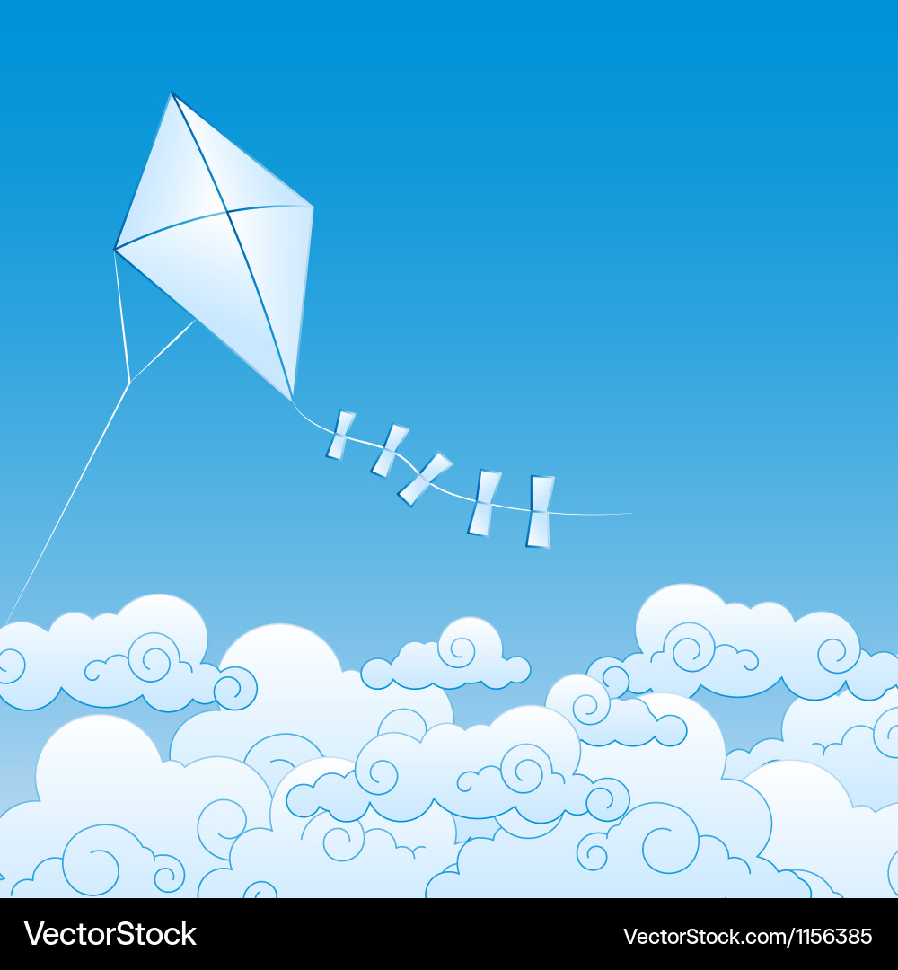 Paper kite up in the clouds Royalty Free Vector Image
