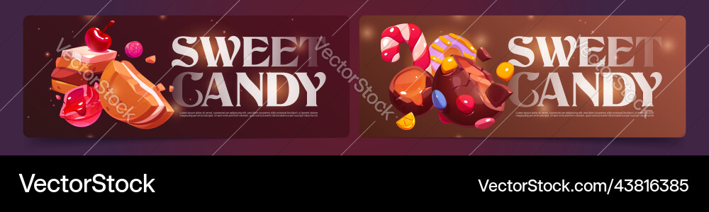 Sweet candy posters with chocolate caramel Vector Image