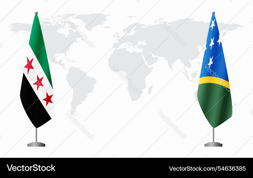 Syrian revolution and solomon islands flags Vector Image