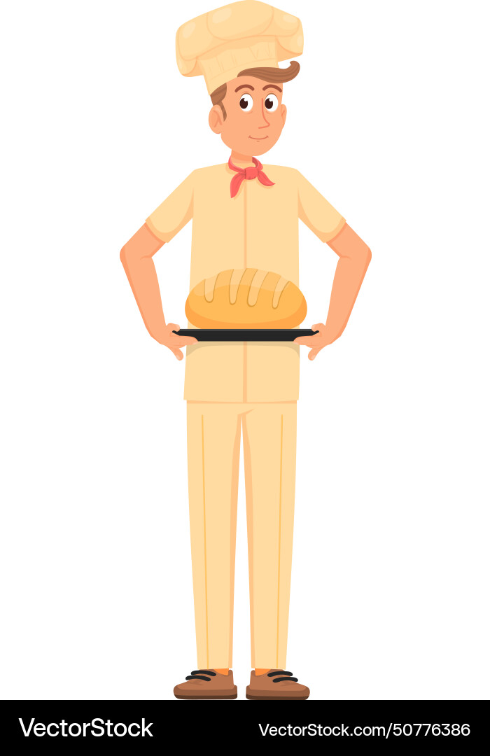 Baker character cartoon man in cooking hat Vector Image