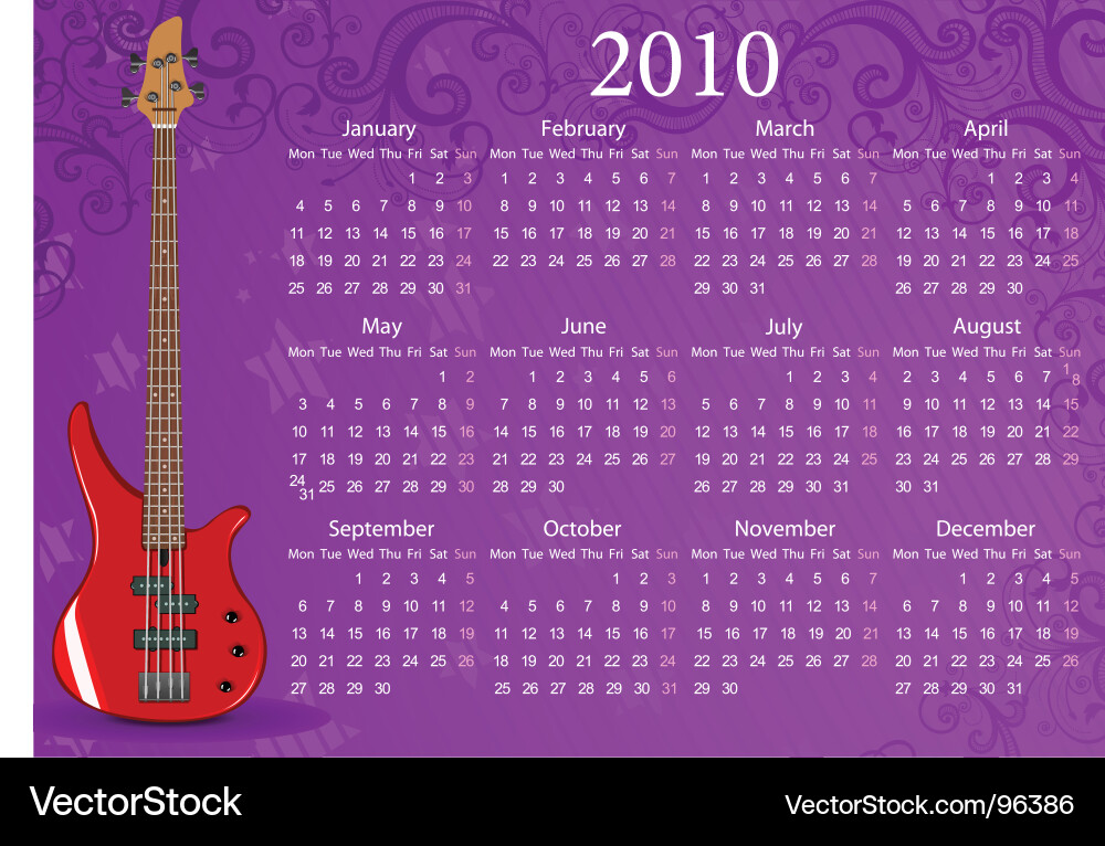 European calendar Royalty Free Vector Image - VectorStock