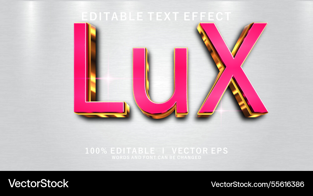 Lux 3d text effect with modern style design Vector Image