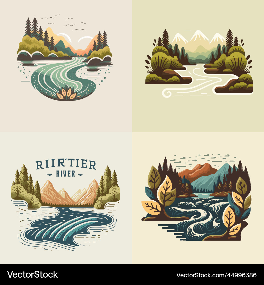 Nature Landscape Collection Royalty Free Vector Image