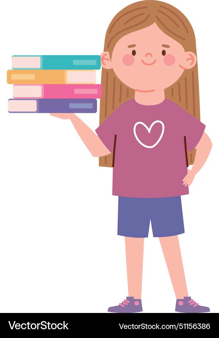 Reader girl happy Royalty Free Vector Image - VectorStock