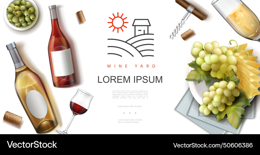Realistic wine premium concept Royalty Free Vector Image