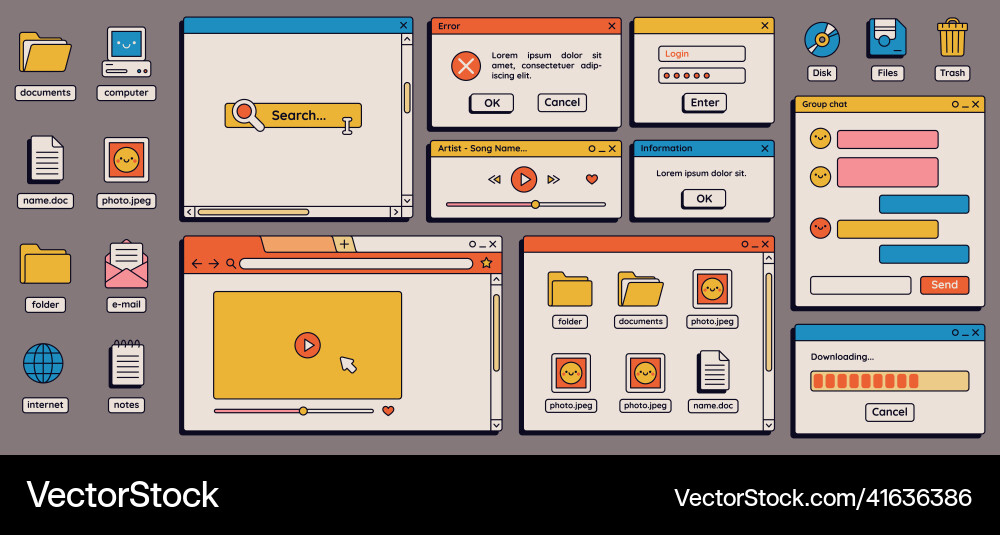 Vaporwave Retro Desktop UI Royalty Free Vector Image