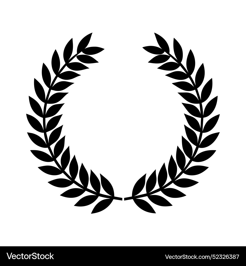 A black leafy round laurel wreath Royalty Free Vector Image