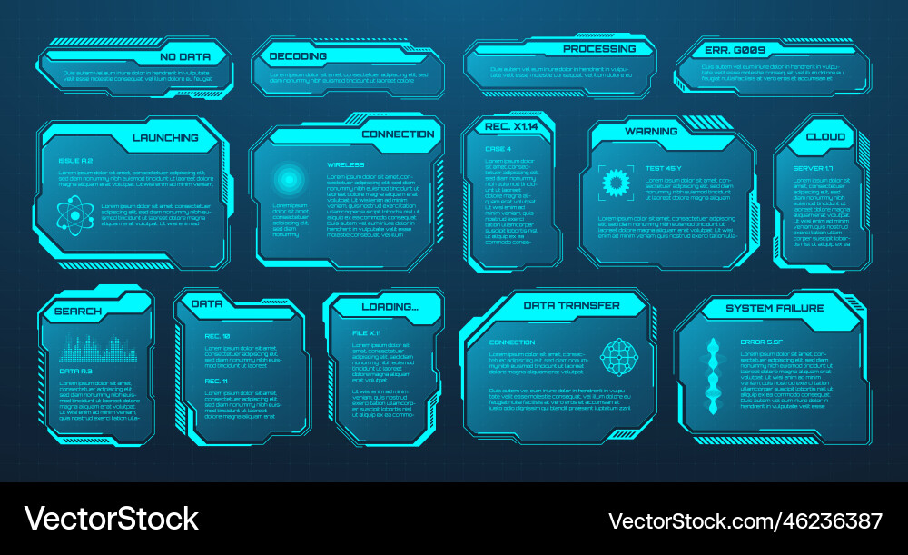 Blue futuristic hud or ui elements sci-fi user Vector Image