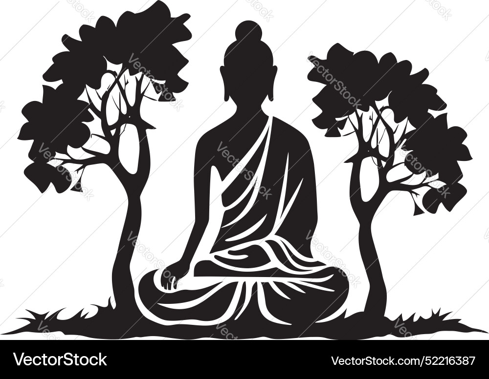 Enlightenment path lord buddha black design Vector Image