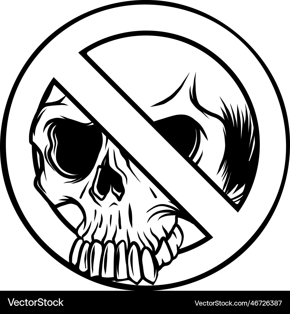 Monochrome no skull sign on white background Vector Image