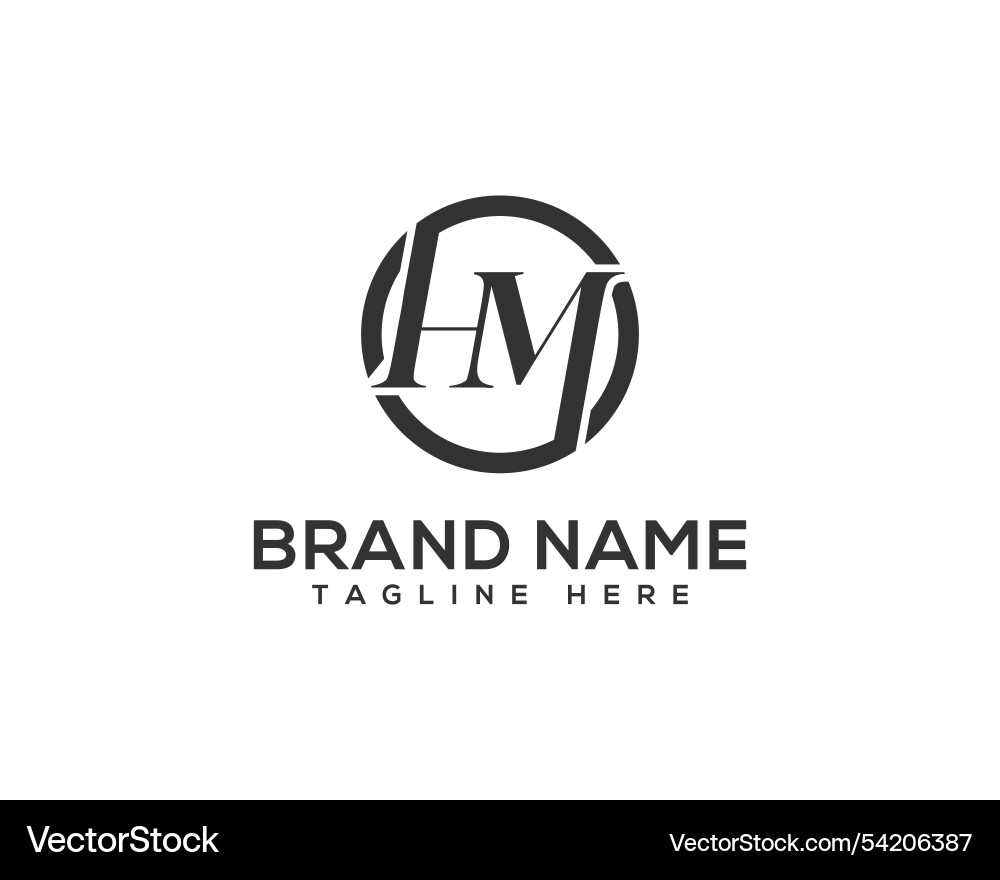 Monogram round style hm letters modern logo design