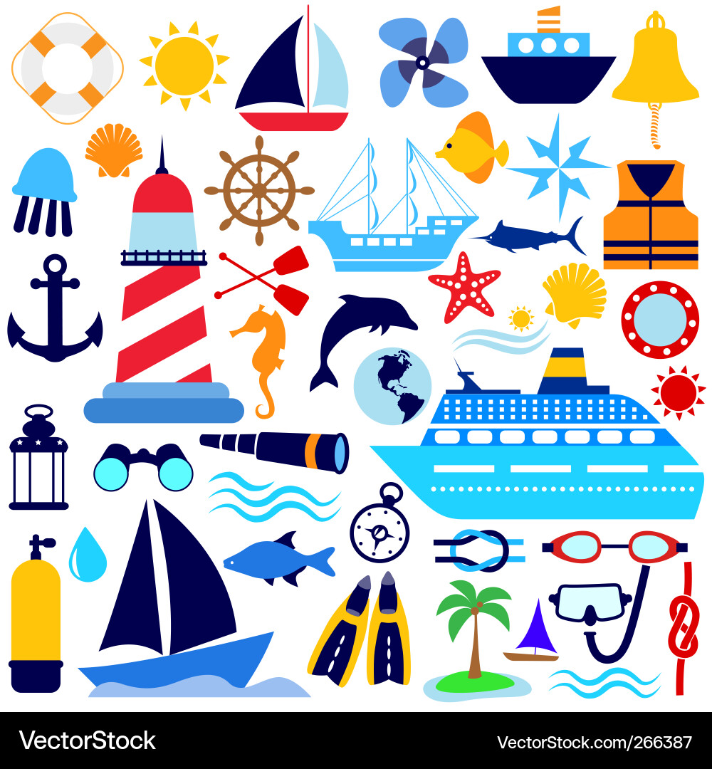 Nautical icon set Royalty Free Vector Image - VectorStock