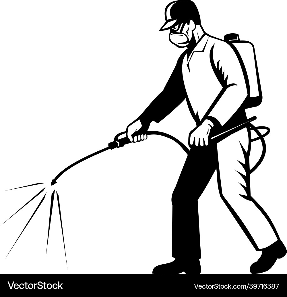 Pest control exterminator spraying chemical Vector Image