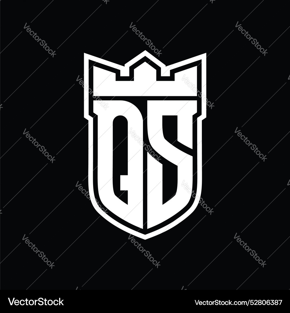 Qs logo shield shape with geometric crown inside Vector Image