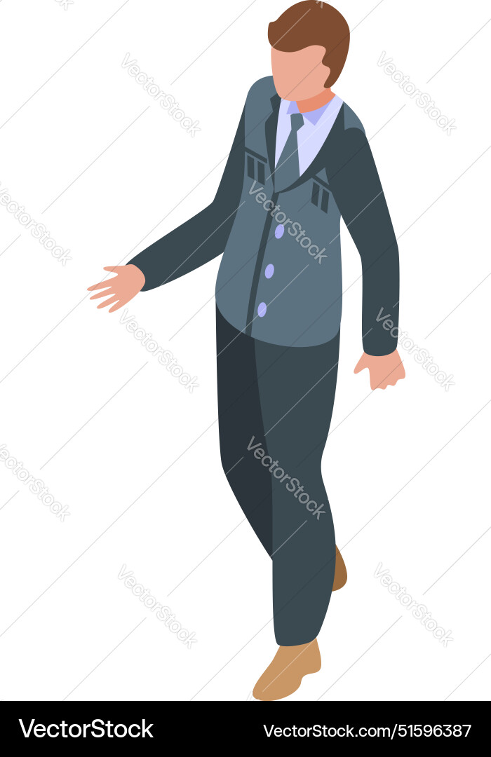 Young police officer walking and gesturing Vector Image