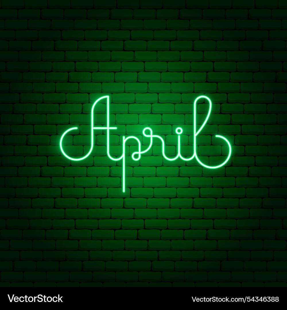 April spring neon month lettering Royalty Free Vector Image