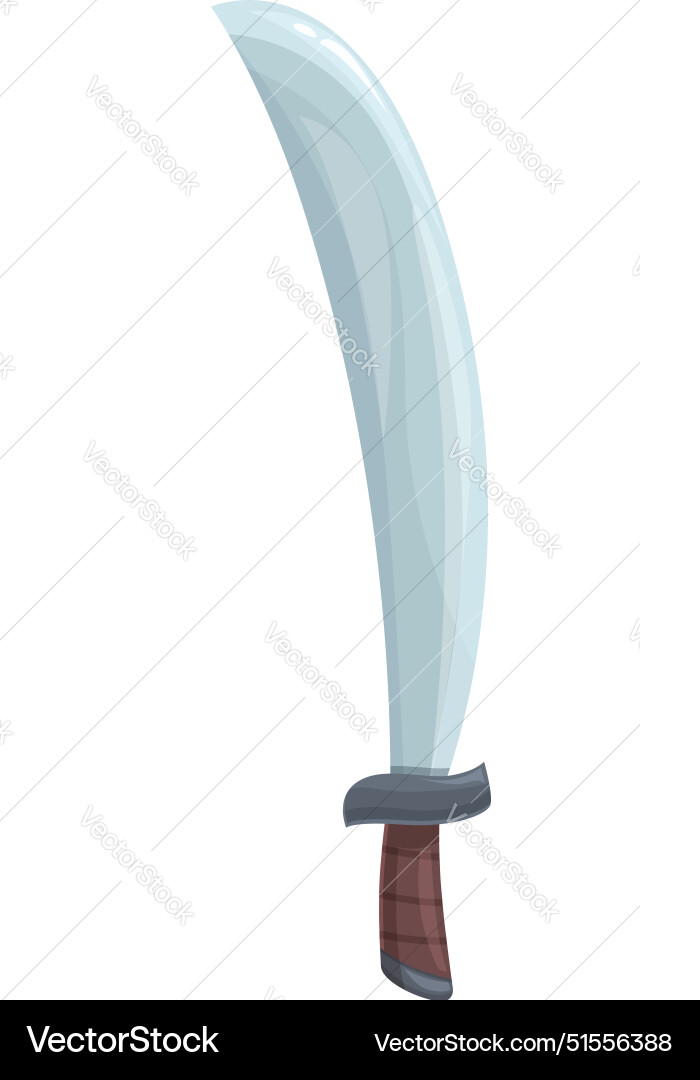 Cartoon curved sword with a sharp blade is Vector Image
