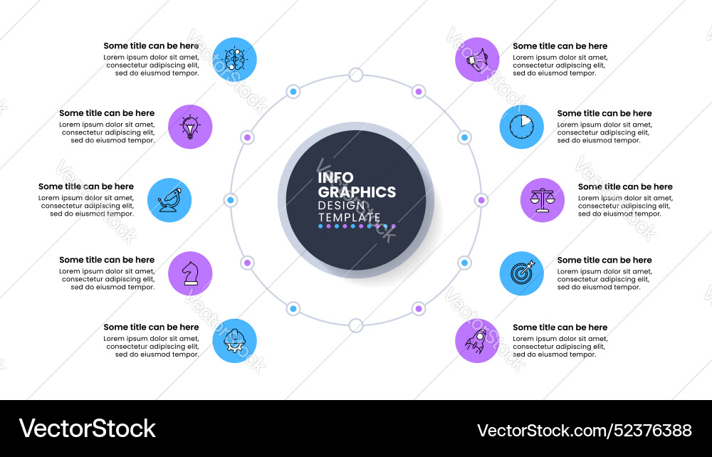 Infographic template a circle with line and 10 Vector Image