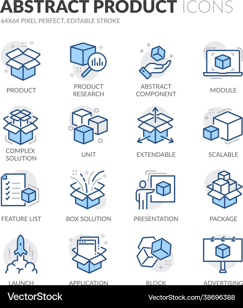 Line abstract product color icons Royalty Free Vector Image