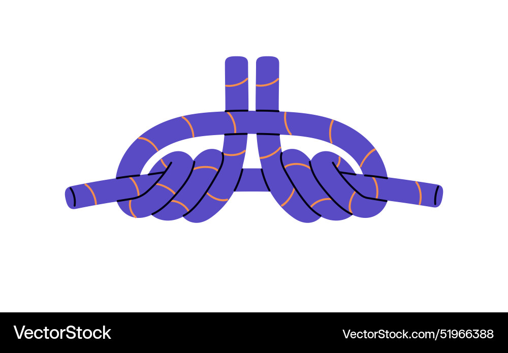 Prusik hitch knot of blue rope technique node Vector Image