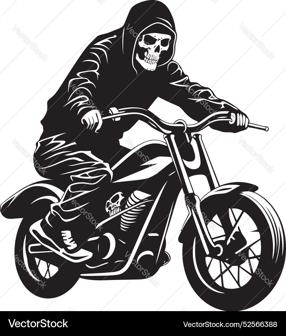 Skull speedster biker skeleton silhouette Vector Image