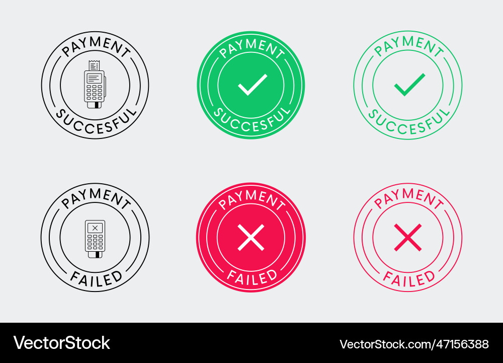 Successful and failed payment sign approved Vector Image