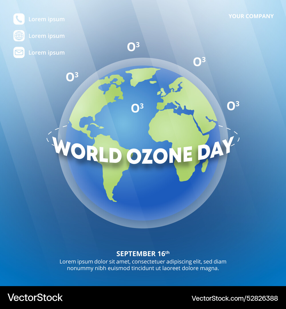 World ozone day background with earth and ozone Vector Image