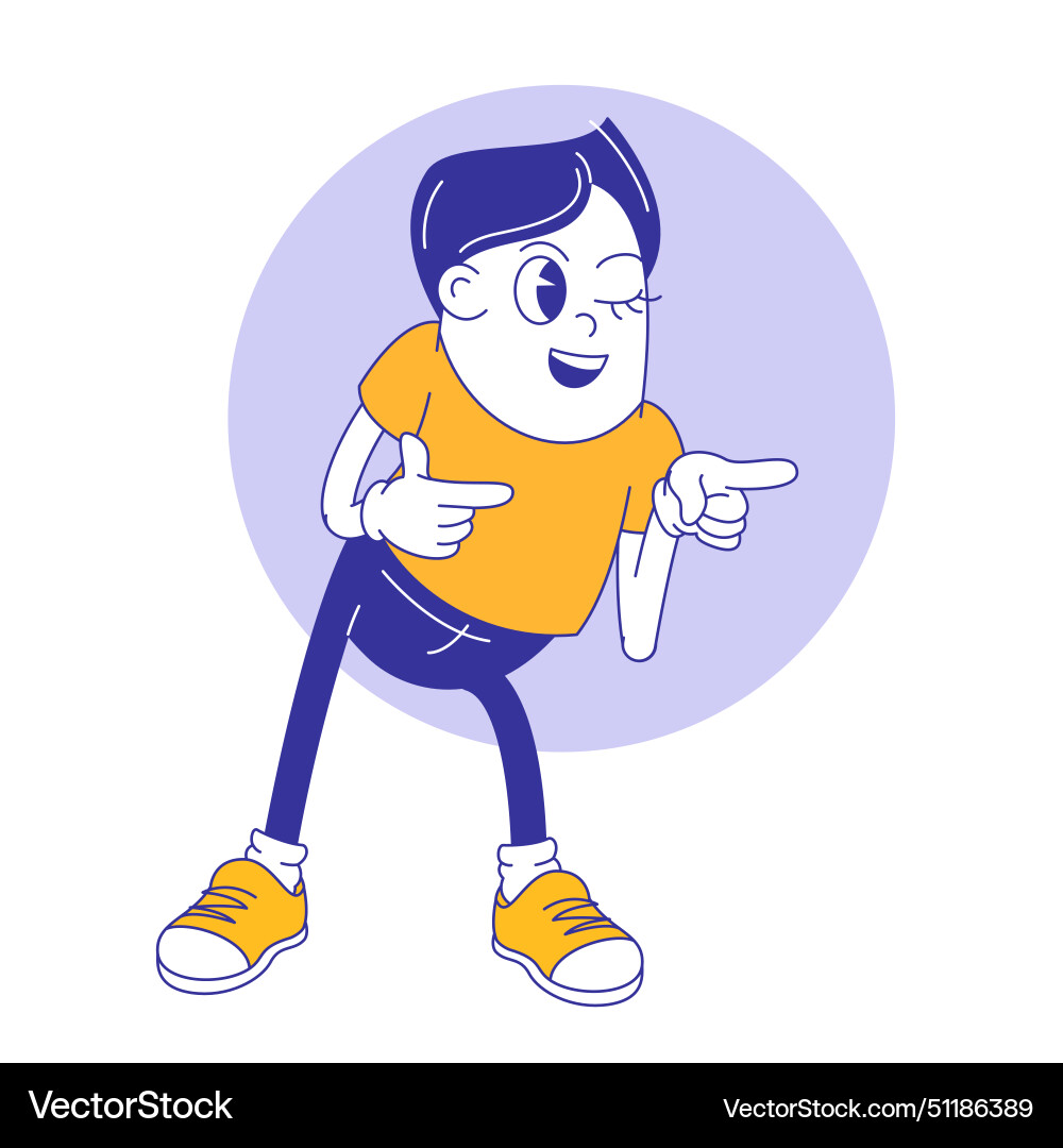 70s groovy comic cartoon winking man character Vector Image