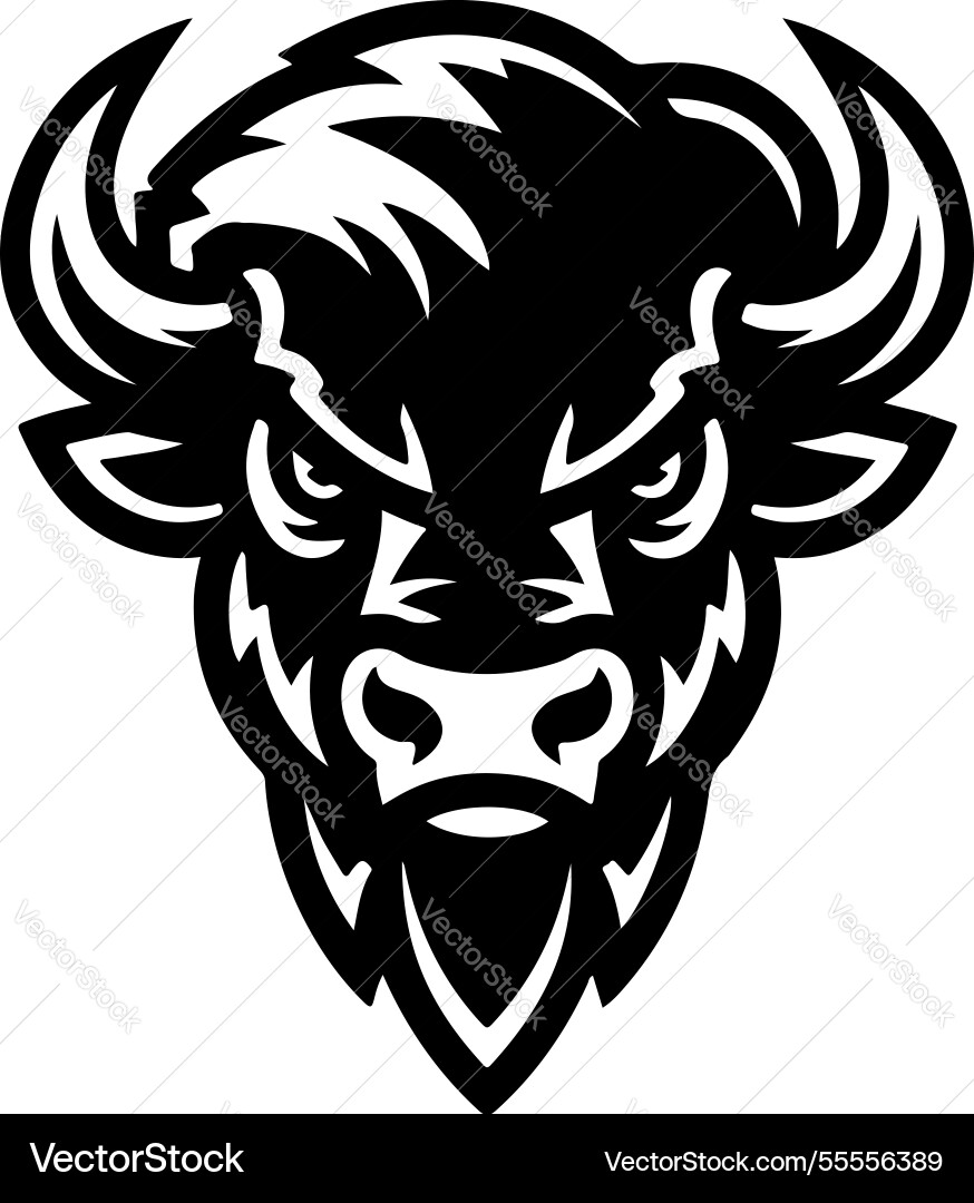 Bison head in monochrome style logo Royalty Free Vector
