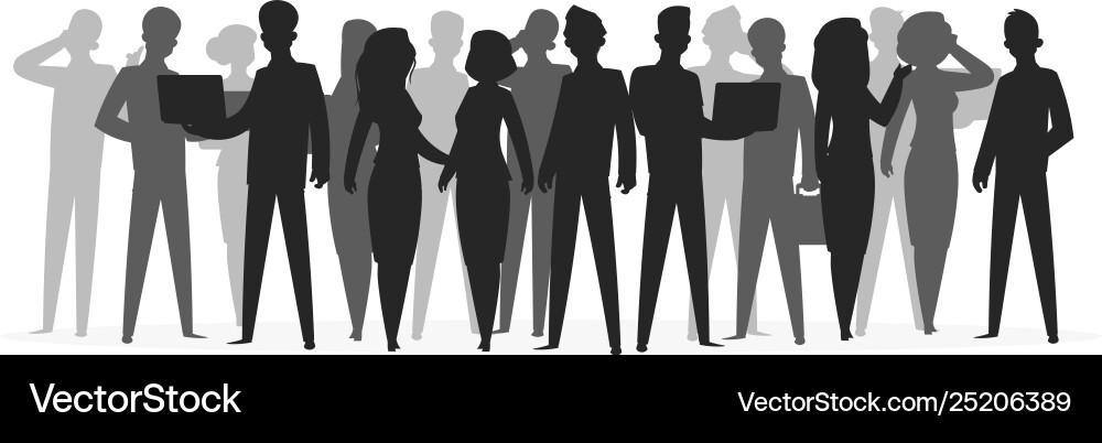Crowd Silhouette Group People Shadows Royalty Free Vector