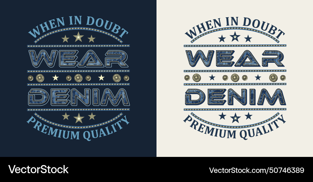 Denim style text label with typography Royalty Free Vector