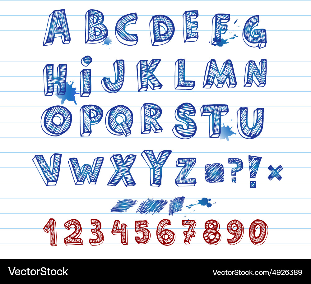 Hand drawing alphabet Royalty Free Vector Image