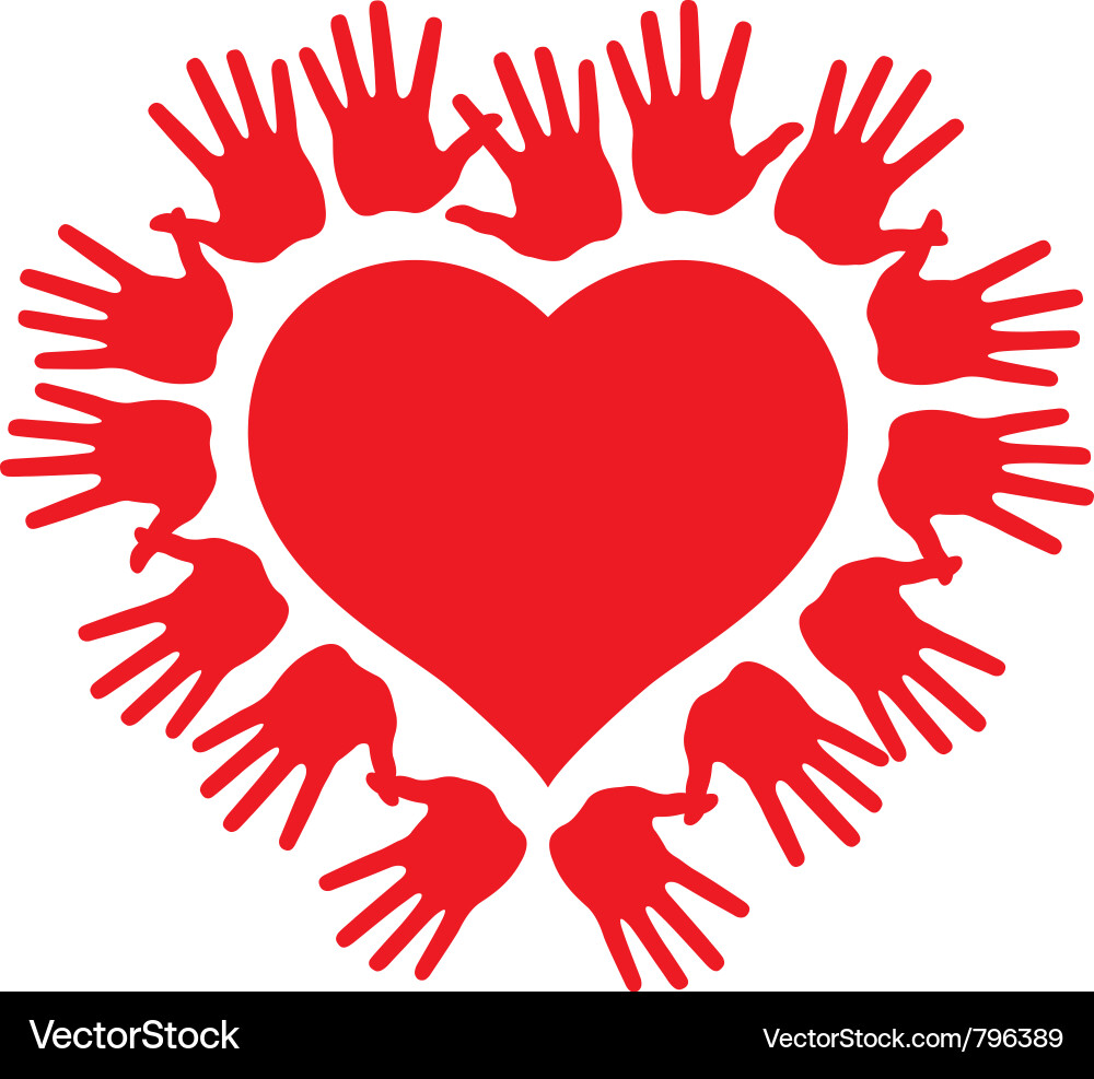 Hands around a heart Royalty Free Vector Image