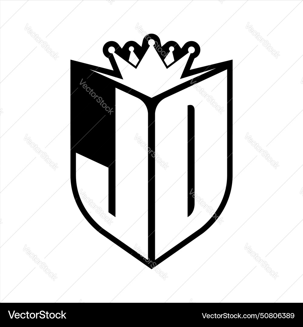 Jd letter bold monogram with shield shape Vector Image