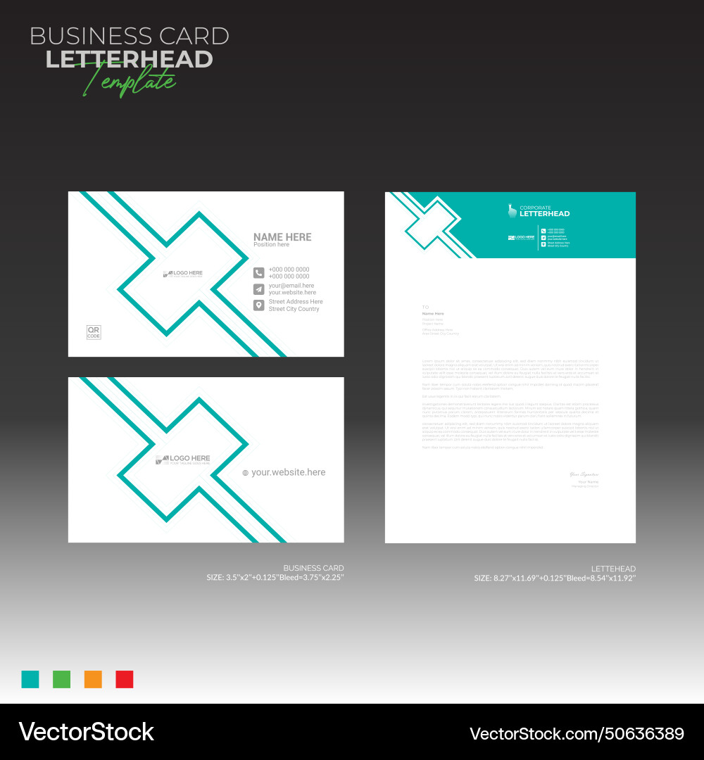 Letterhead and business card design Royalty Free Vector