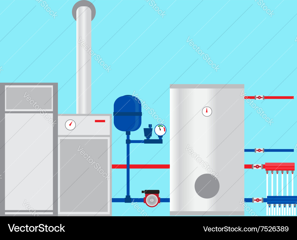 Pyrolysis boiler in the cottage Royalty Free Vector Image