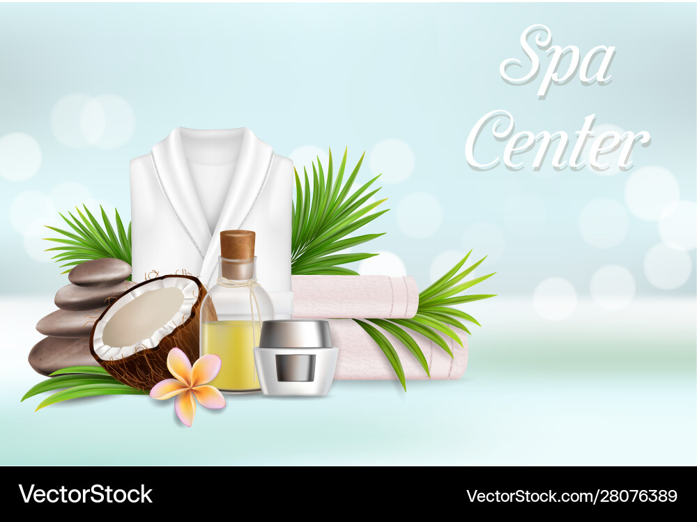 Spa Relaxation Poster - Coconut & Wellness Vector Image