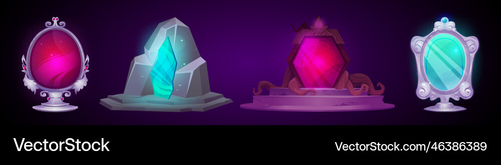 Vintage magic mirror with frame game Royalty Free Vector