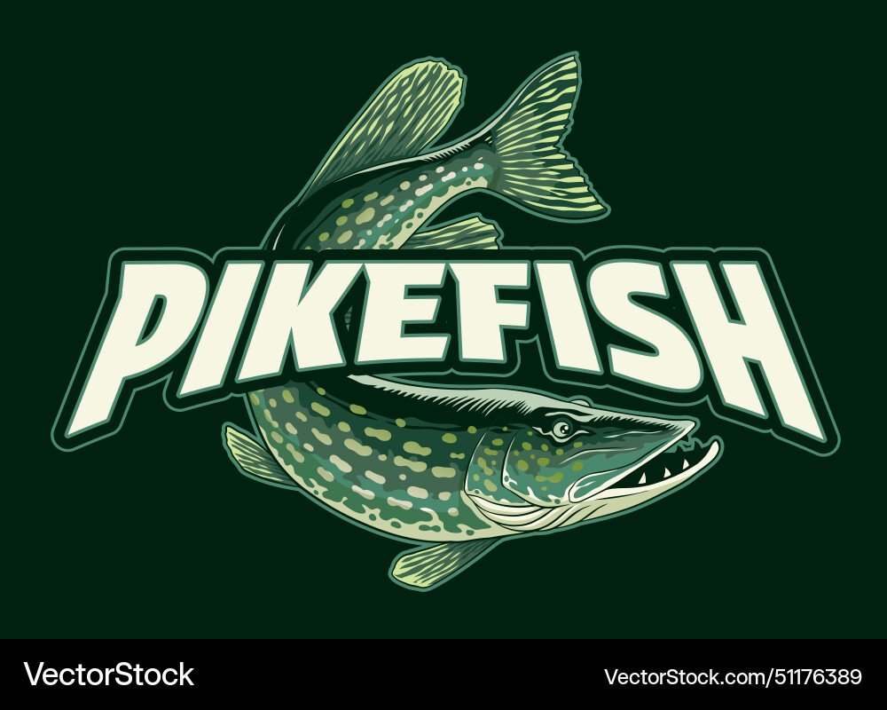 Vintage pike fish design Royalty Free Vector Image