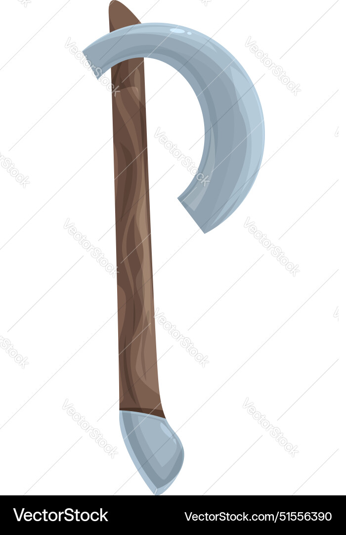 Ancient viking long axe with wooden handle Vector Image
