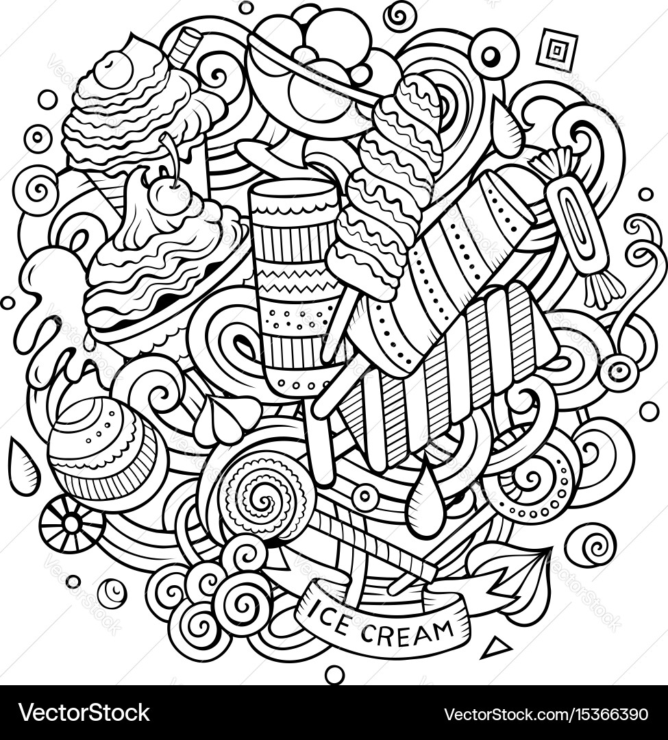 Cartoon hand-drawn doodles ice cream Royalty Free Vector
