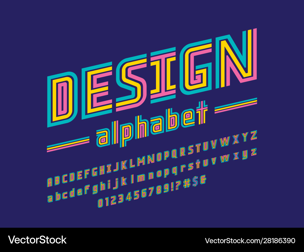 Color line font Royalty Free Vector Image - VectorStock