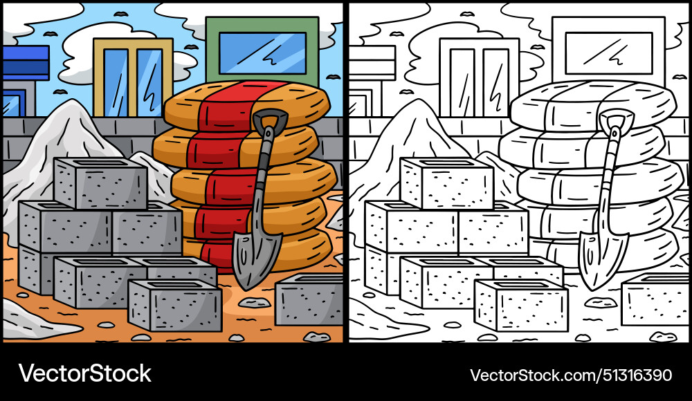 Construction cement and bricks Royalty Free Vector Image