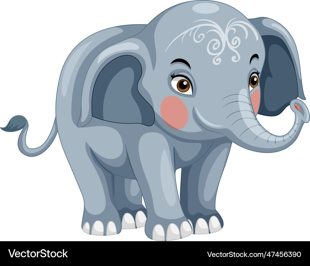 Cute elephant with painted face cartoon isolated Vector Image