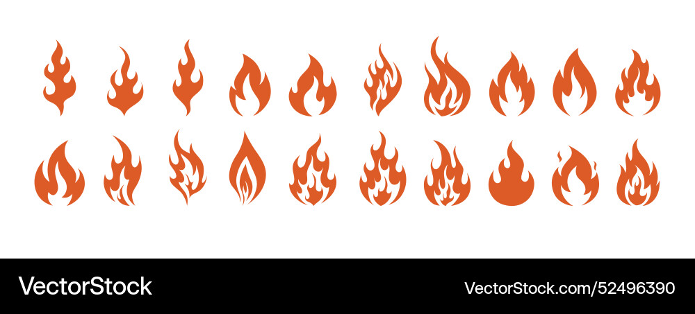 Fire symbols isolated icon flat set on white Vector Image
