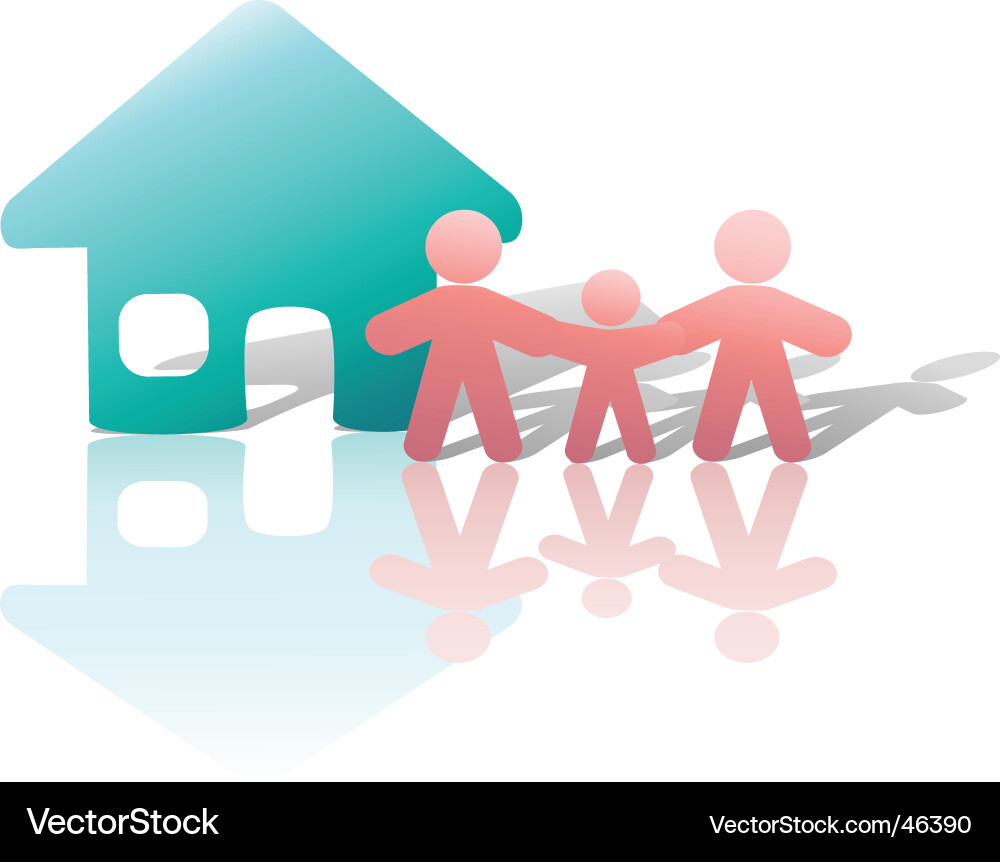 Parents and child home symbol Royalty Free Vector Image